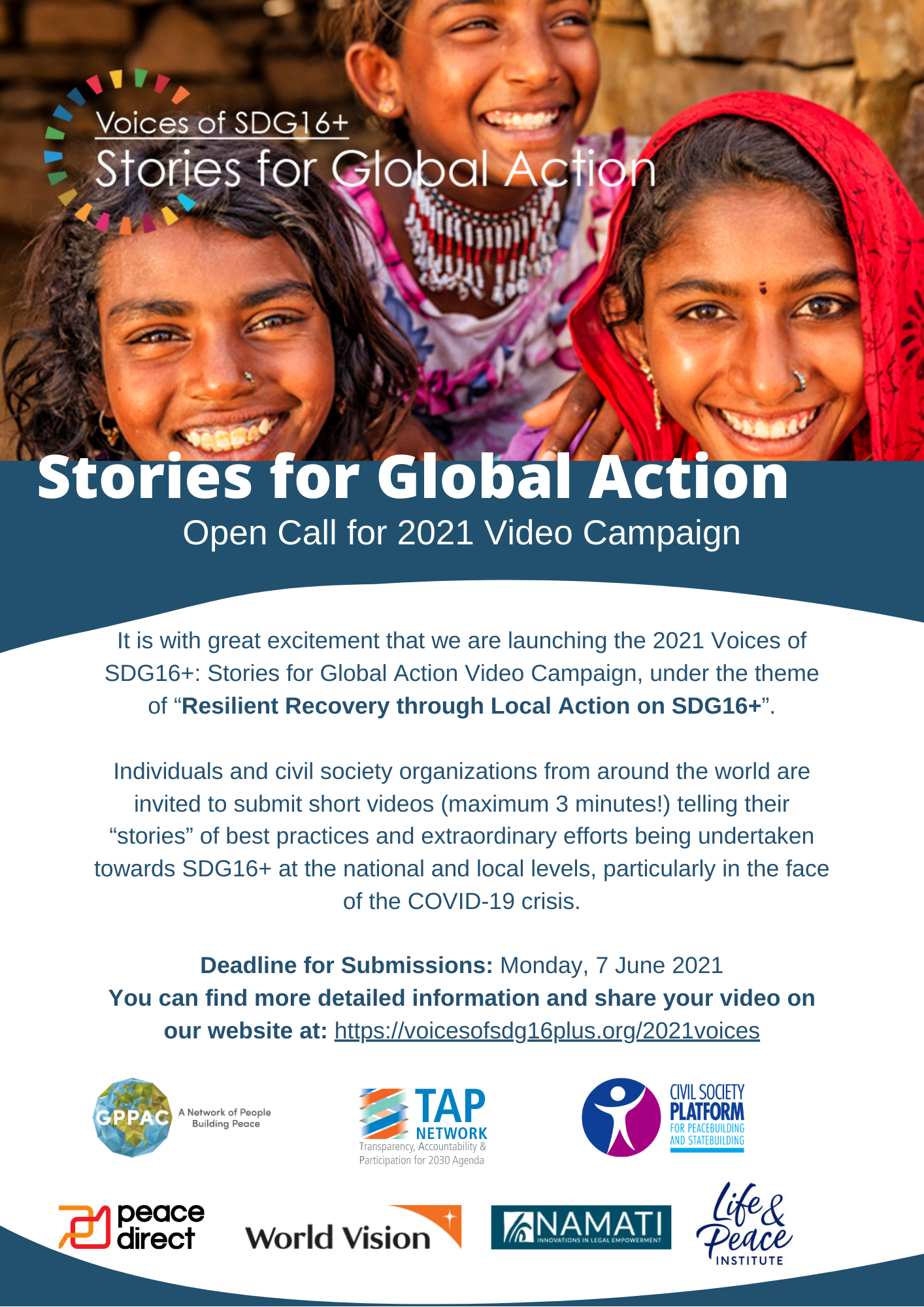 Flyer Voices of SDG16+ Open Call - 2nd version - TAP Network