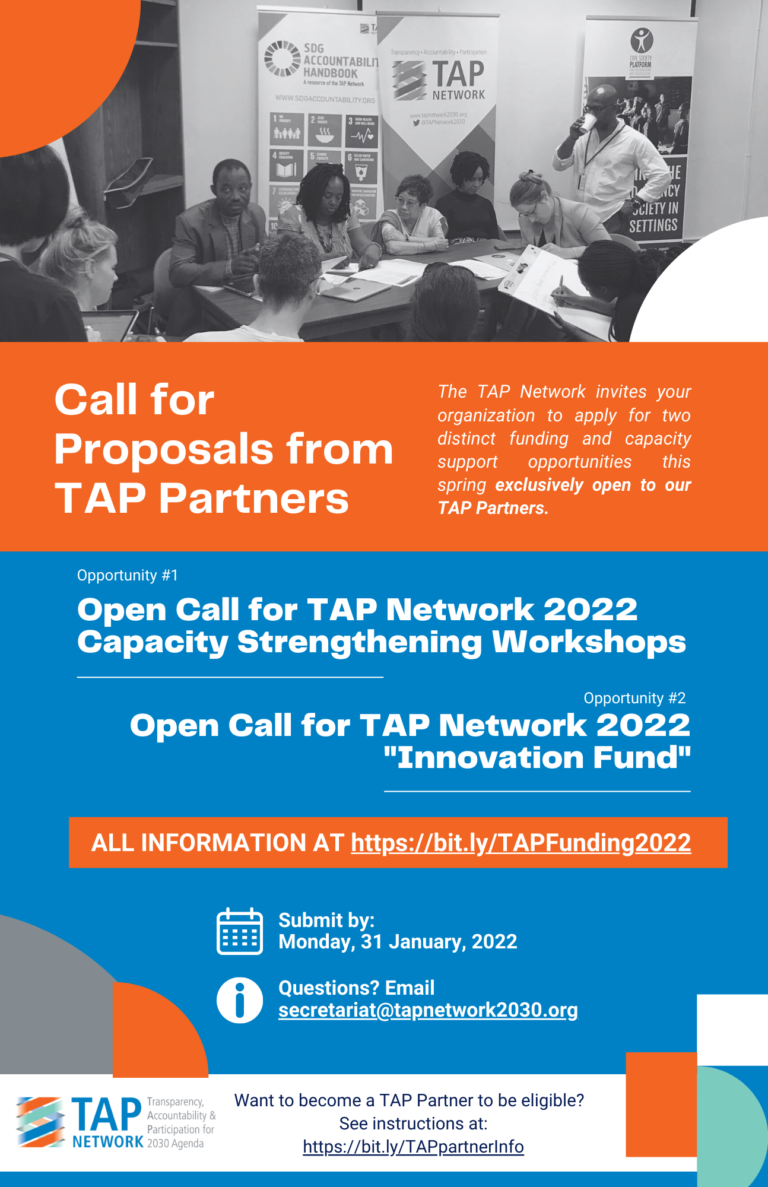 2022 TAP Funding and Support Call for Proposals - TAP Network
